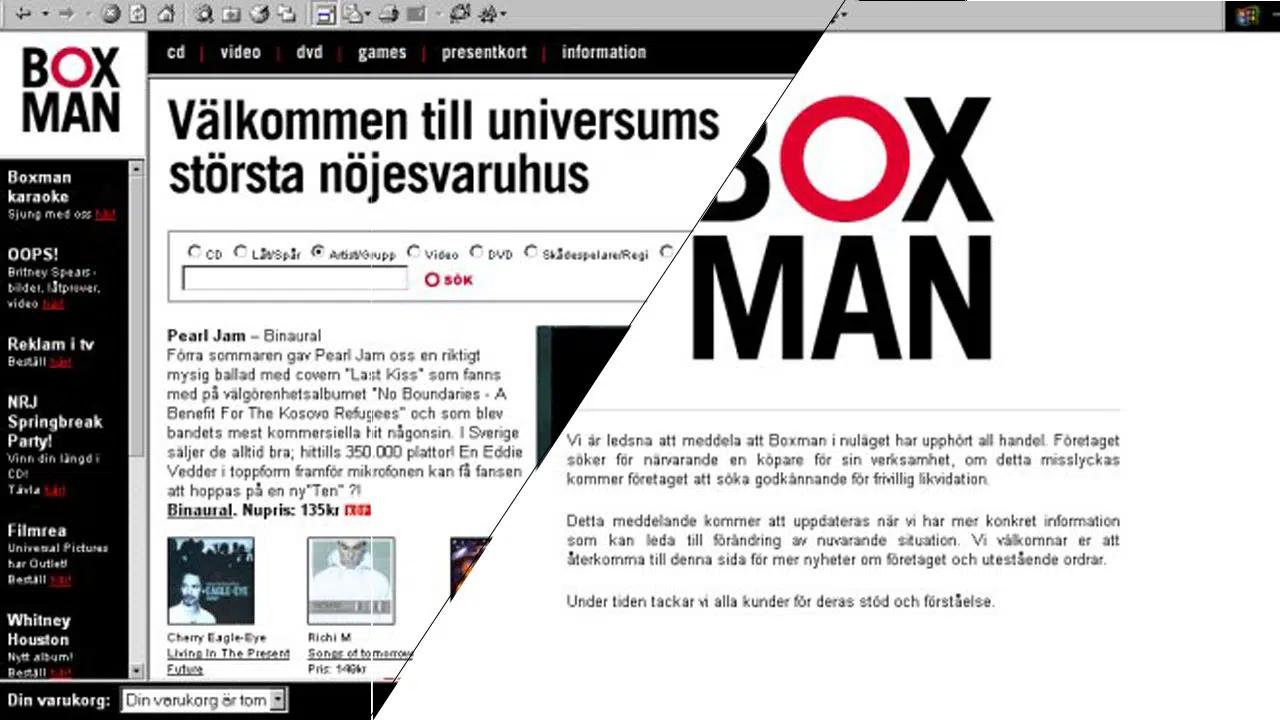 Boxman säljer skivor över nätet men har svårt att leverera | Internetmuseum