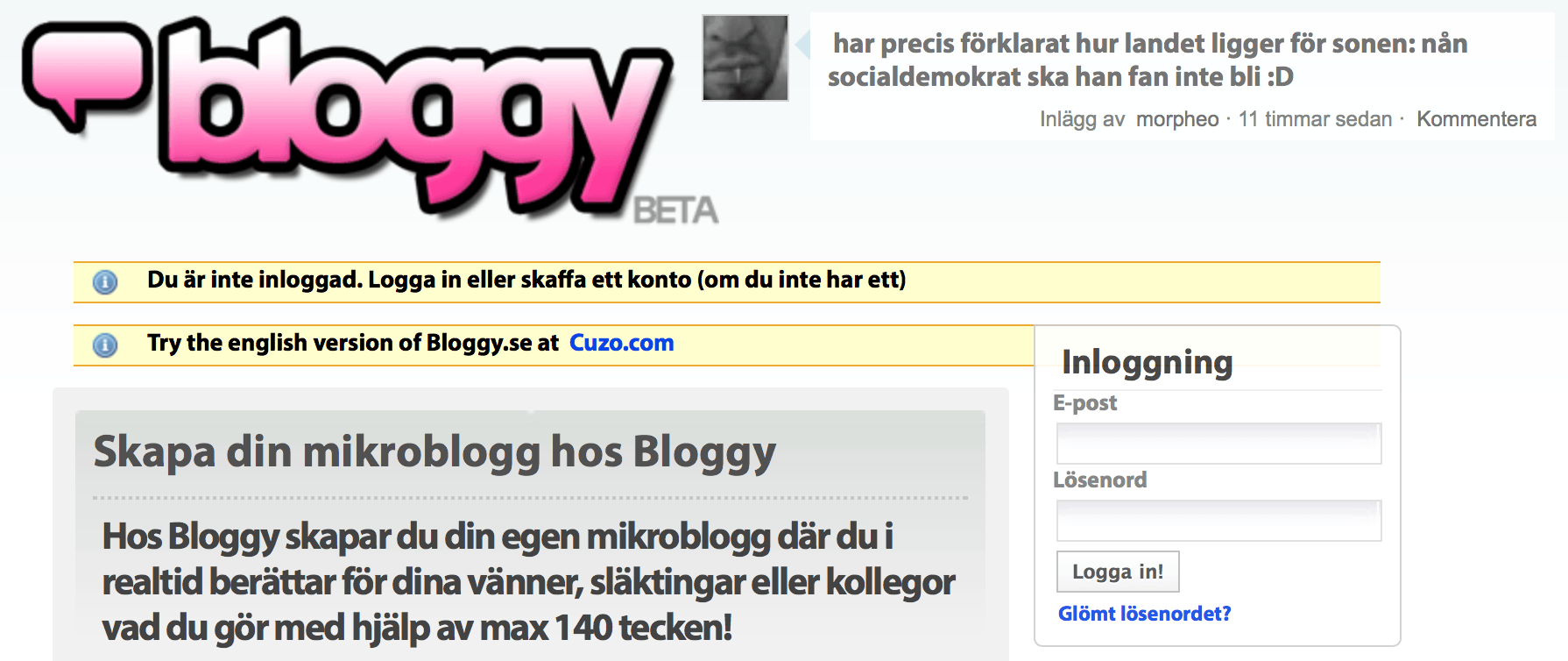 Bloggy blir en svensk mikroblogg | Internetmuseum